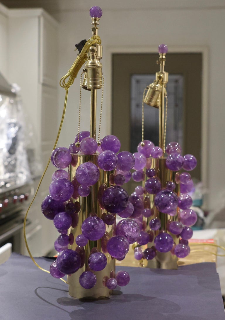 Amethyst Rock Crystal Bubble Lamps by Phoenix For Sale at 1stDibs