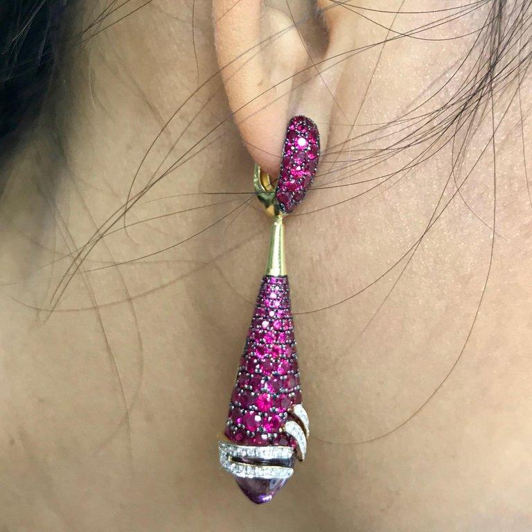 Amethyst Ruby Diamond 18 Karat Yellow Gold Fuji Suite For Sale (Free ...