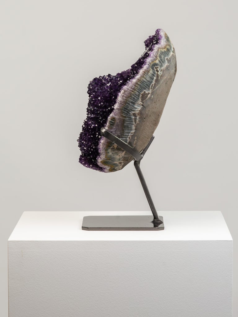 Amethyst Section with Cut Stalactite Eye and Calcite For Sale at 1stDibs