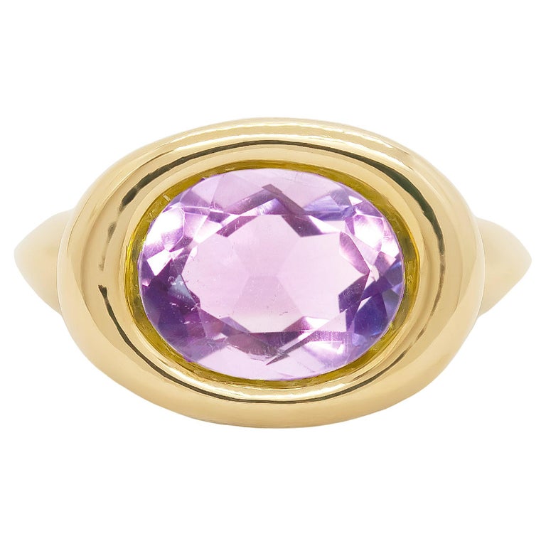 Customizable Amethyst Solo Oval Gold Ring For Sale at 1stDibs