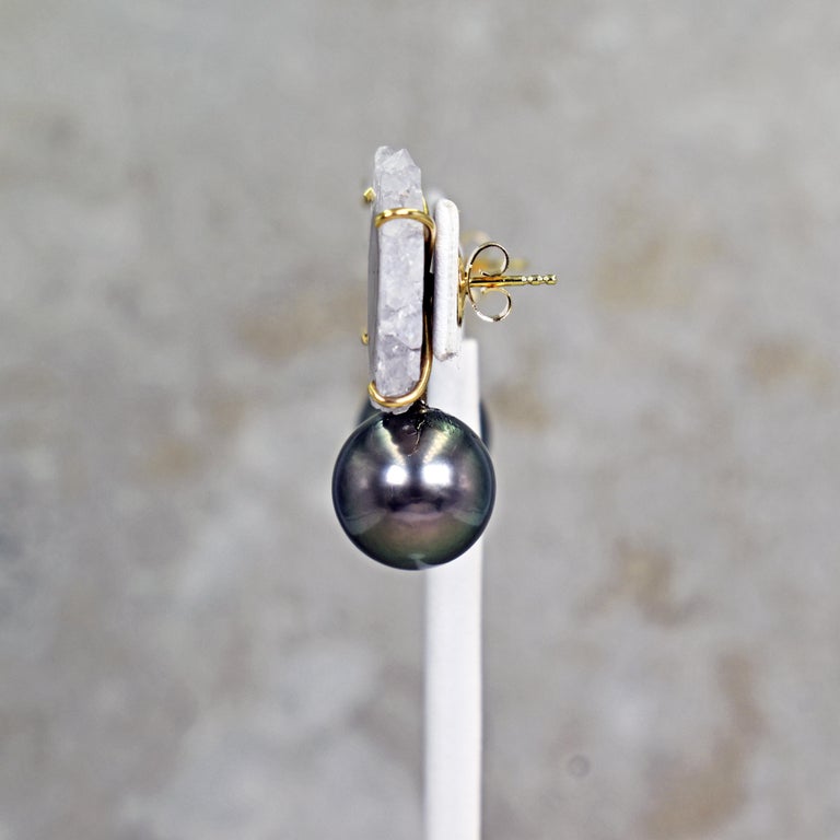 Amethyst Stalactite and Black Pearl Stud Earrings and Pendant Necklace ...