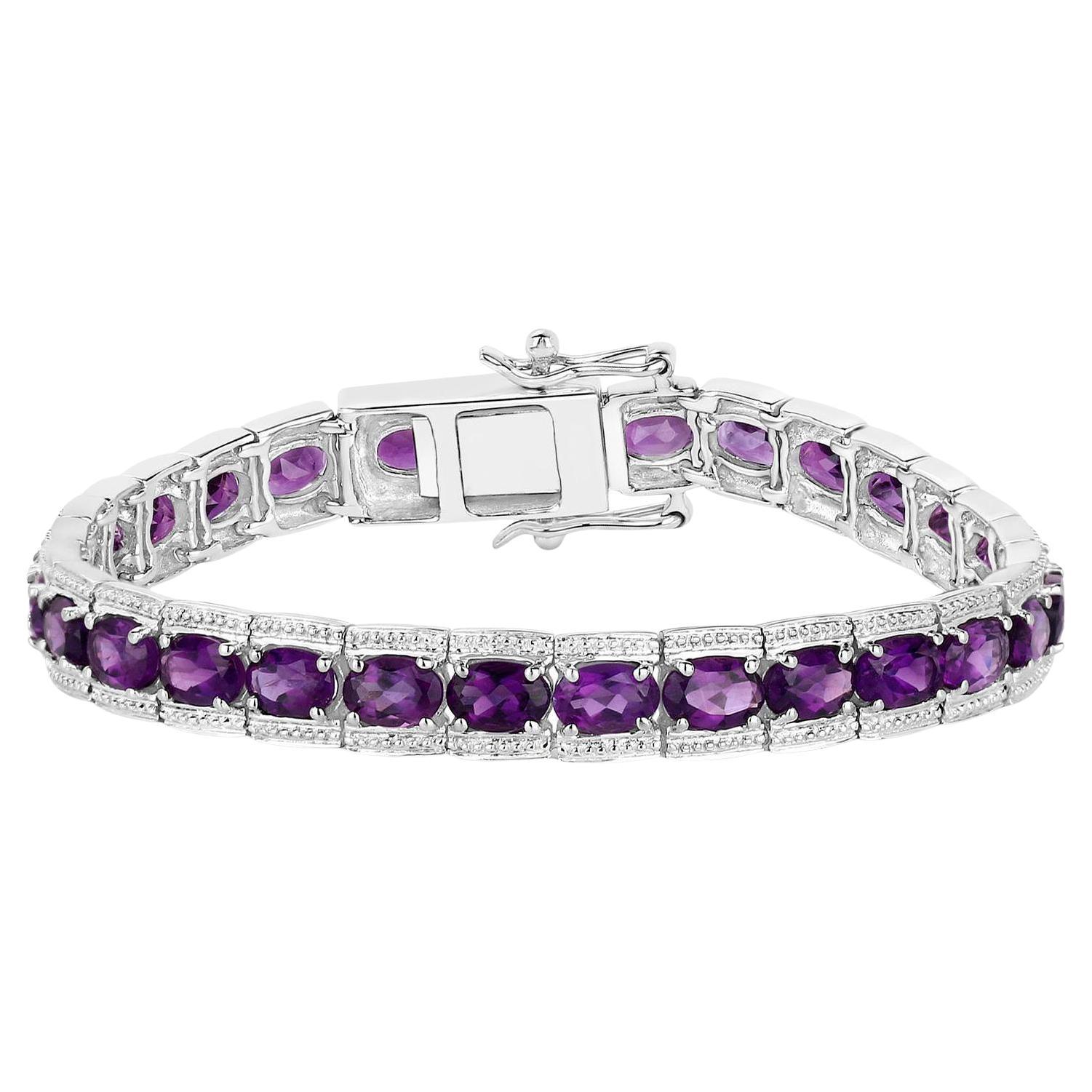 Amethyst Tennis Bracelet 7.98 Carats Rhodium Plated Sterling Silver For ...