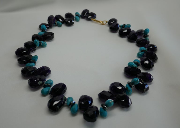 Amethyst Turquoise Hematite Vermeil 925 Silver Gemstome Necklace For ...