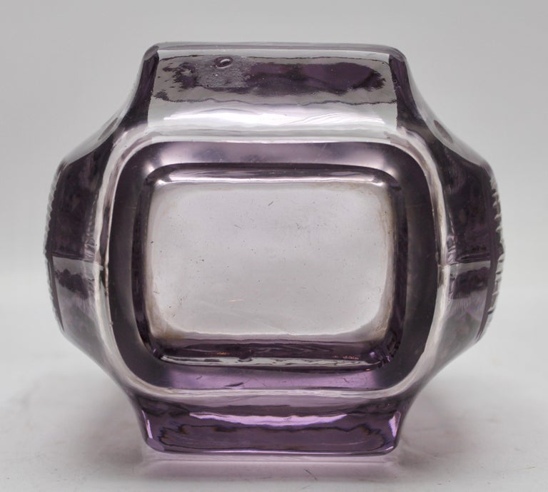 Amethyst Vase with Art Deco Engraved Geometric Design For Sale at 1stDibs