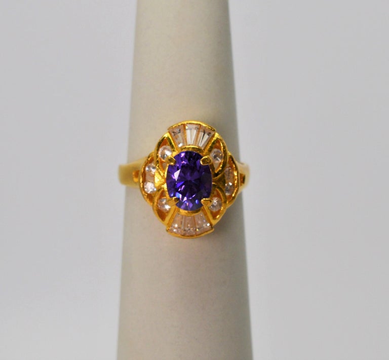 Amethyst and Diamond 22 Karat Yellow Gold Pendant and Matching Cocktail ...
