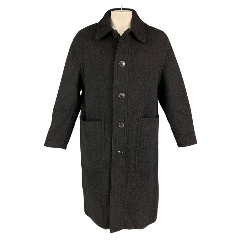 AMI by ALEXANDRE MATTIUSSI Size M Black Textured Wool Buttoned Coat For ...