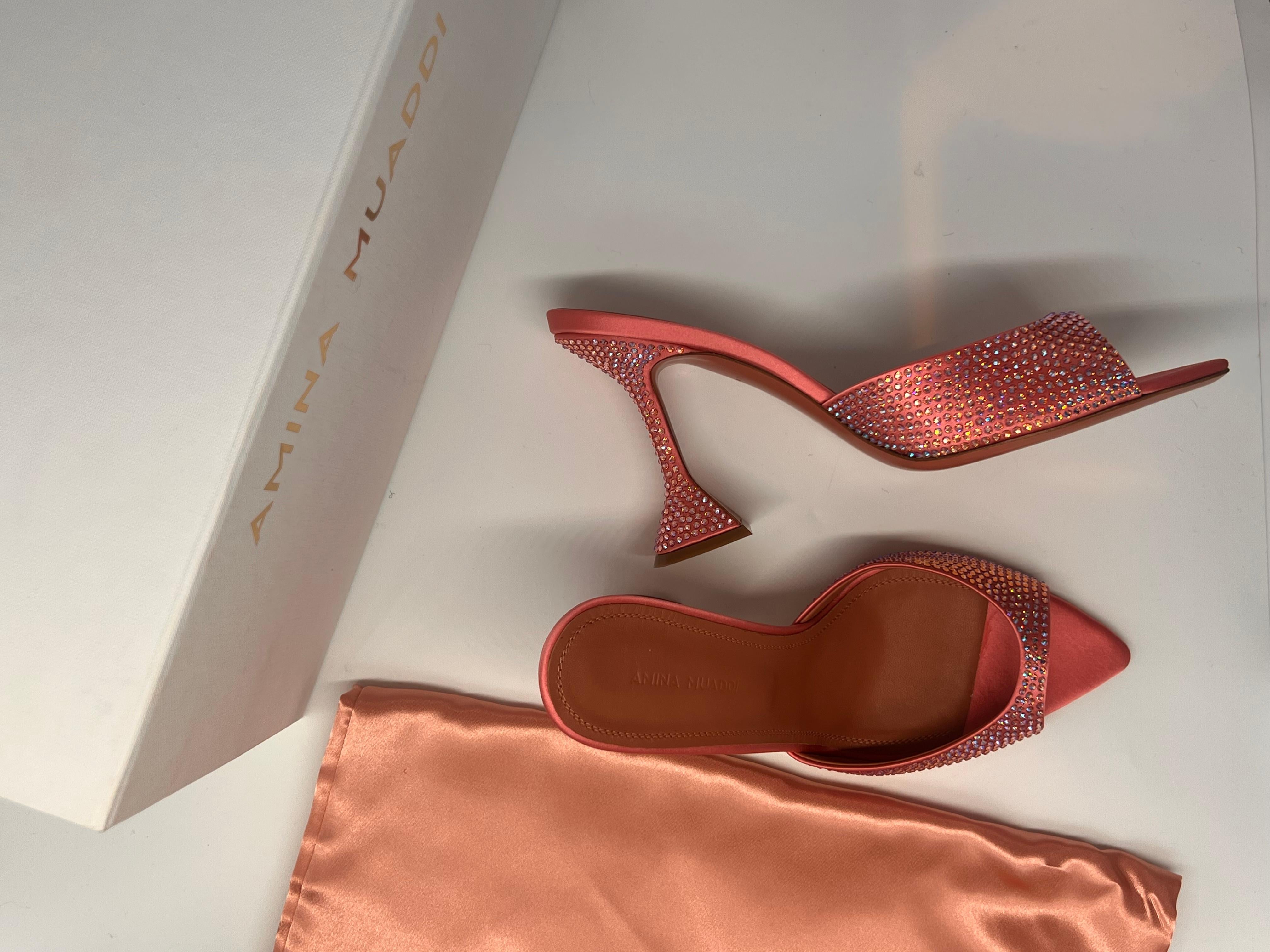 Amina Muaddi Crystal Caroline Mules For Sale at 1stDibs | amina muaddi ...