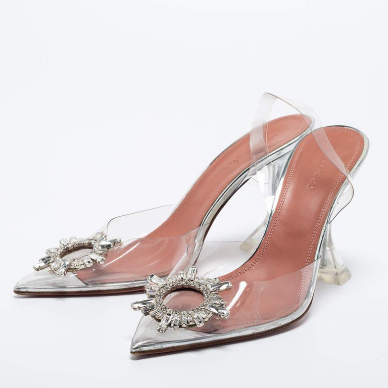 Amina Muaddi Transparent PVC Begum Slingback Pumps Size 40 For Sale at ...