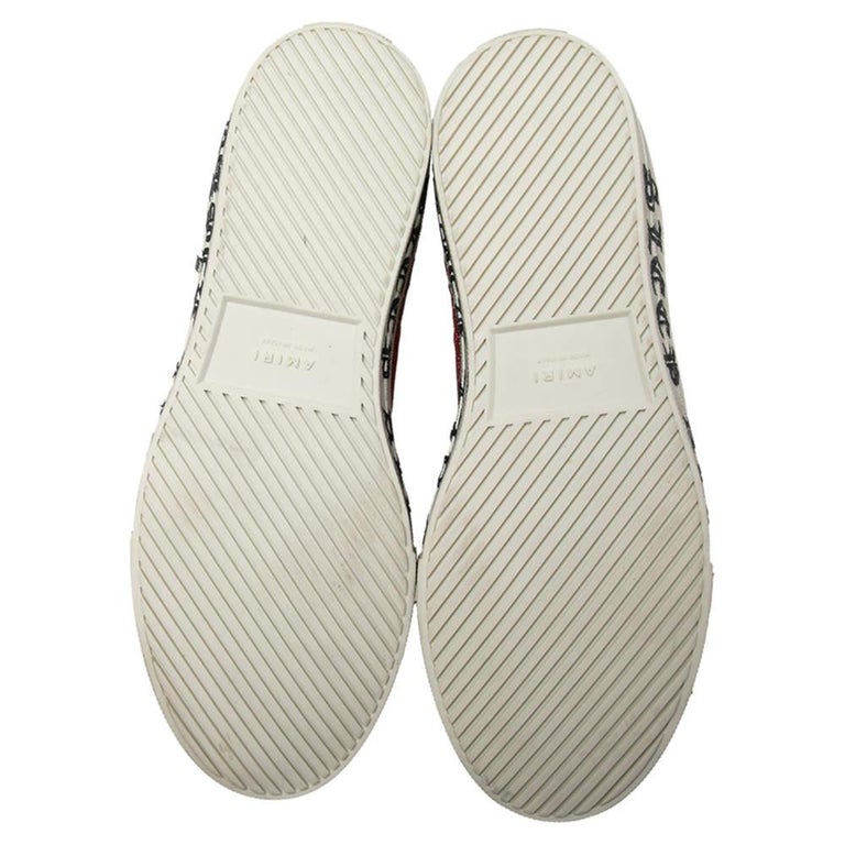 Amiri Black/Red Glitter And Leather Sunset Lace High Top Sneakers Size ...