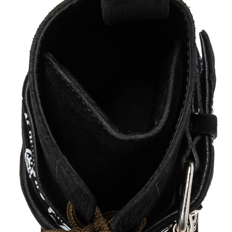 Amiri Black Suede Bandana Buckle Combat Boots Size 40 For Sale at 1stDibs