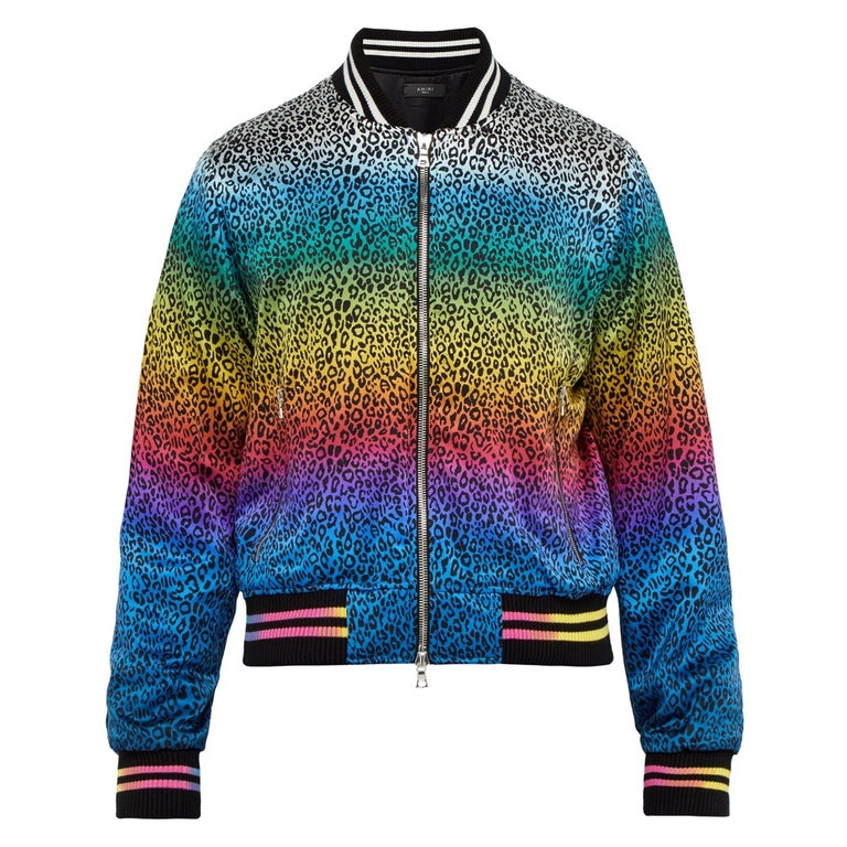 Amiri Leopard Print Silk Satin Bomber Jacket For Sale at 1stDibs ...