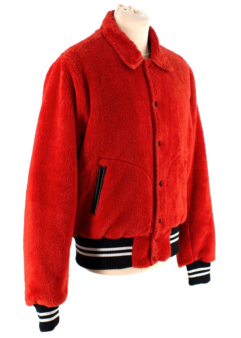 Amiri Red Teddy Varsity Jacket - Size L Mens For Sale at 1stDibs