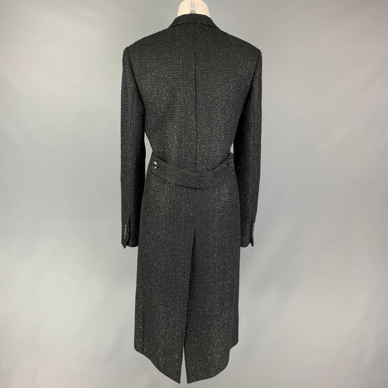 AMIRI Size M Black Polyester Blend Tweed Hidden Placket Coat For Sale ...