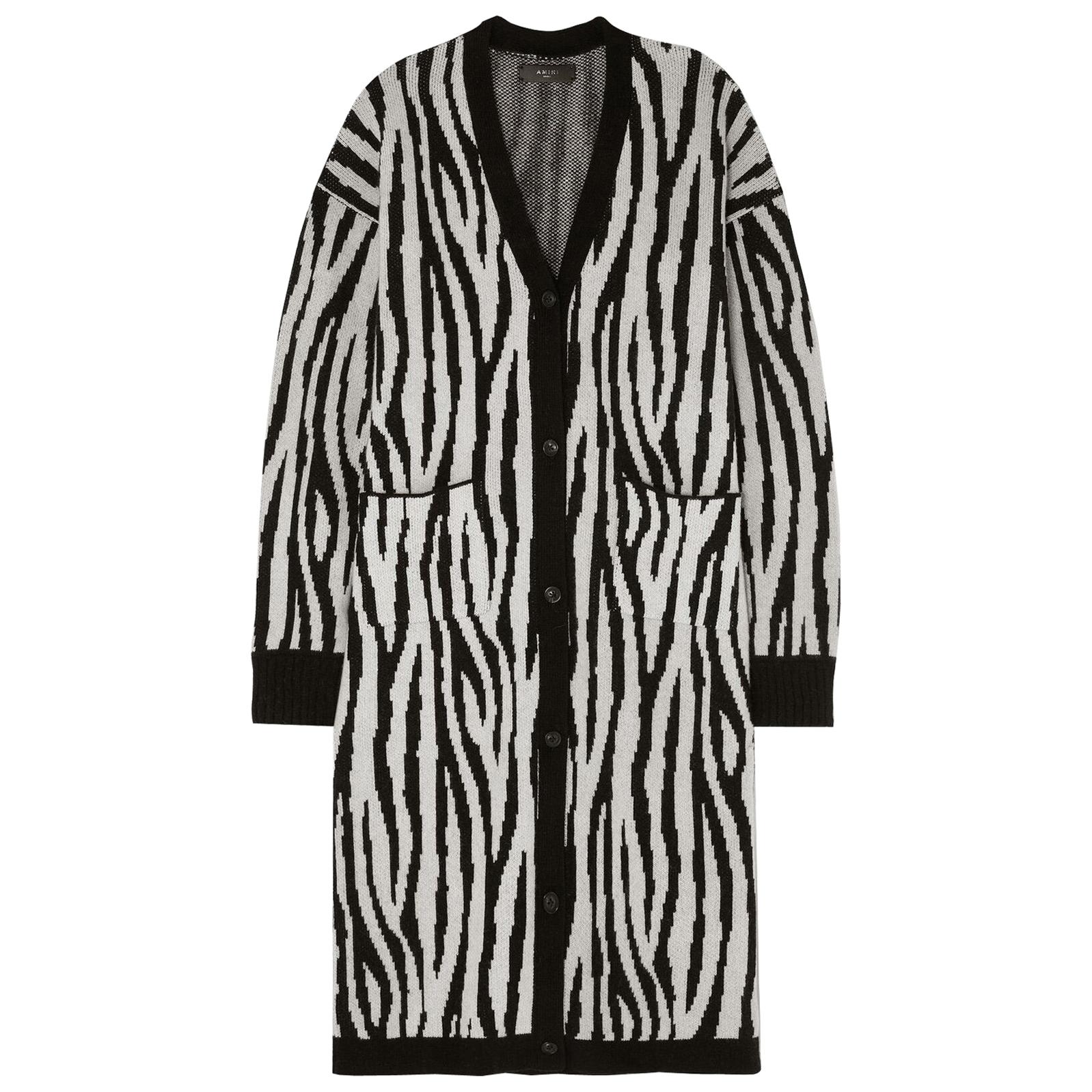 Amiri Zebra Print Cashmere and Wool Blend Cardigan For Sale at 1stDibs ...