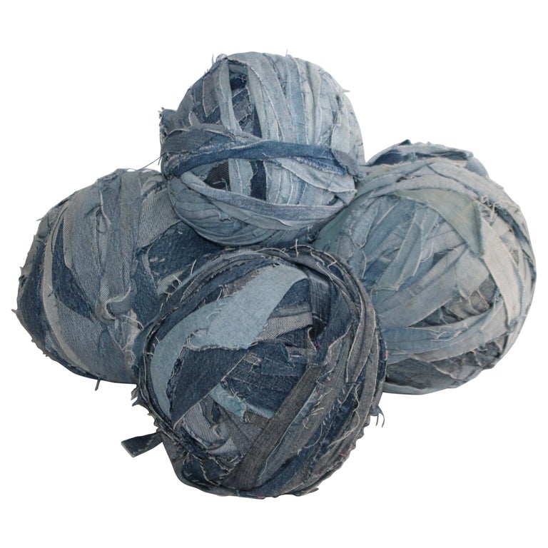 Amish Denim Large Rag Ball Collection For Sale at 1stDibs