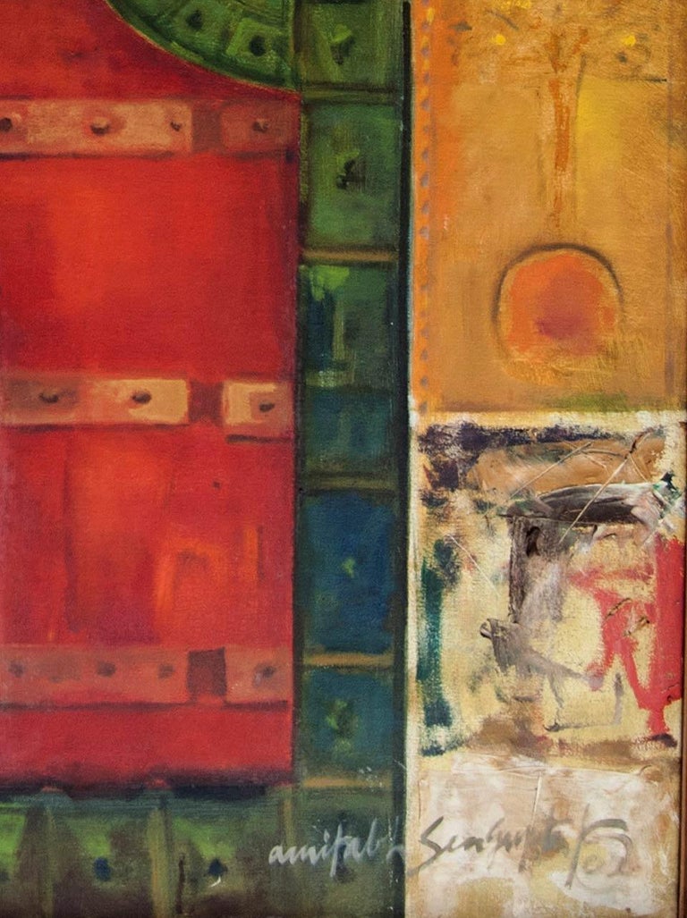 Amitabh Sengupta - Embedded on the Door Red, Mythscape Series, Abstract ...