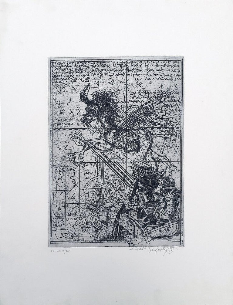 Amitabh Sengupta - Dry Point, Etching on Paper, Black colour by Modern ...