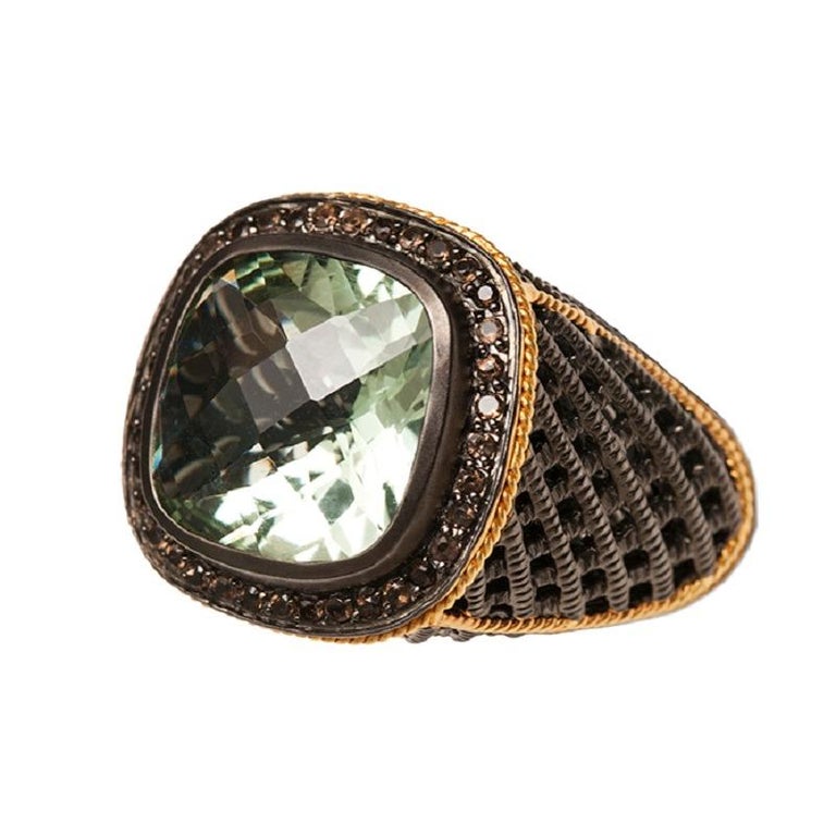 Ammanii Signet Black Ruthenium Ring with Gemstone For Sale at 1stDibs