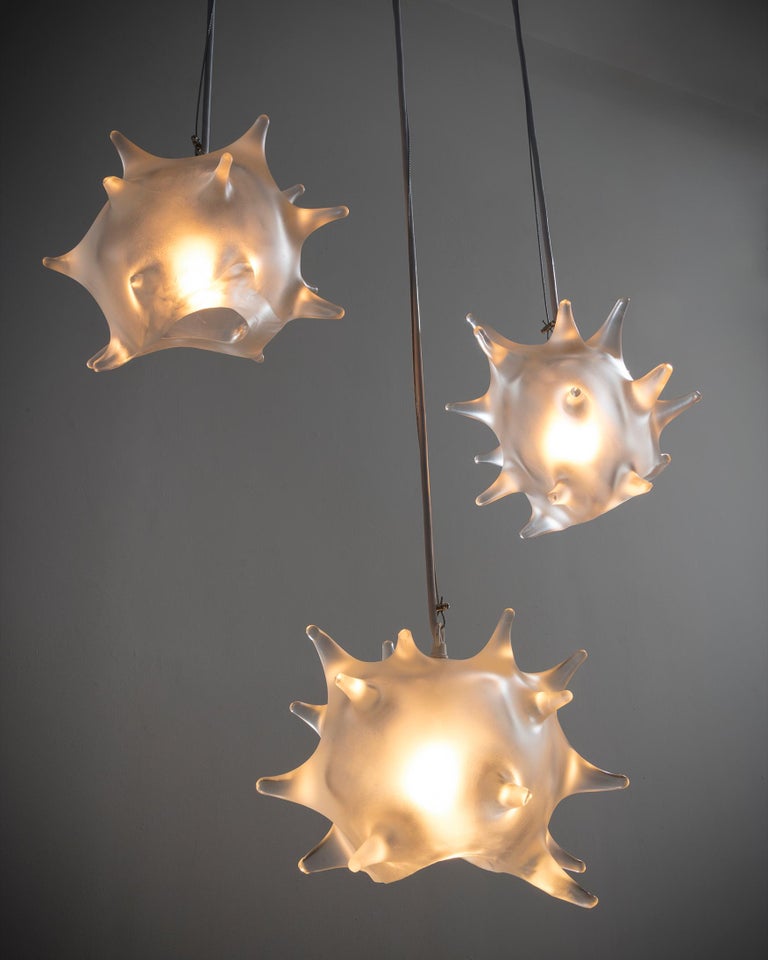 "Amoeba" Pendant Light in Frosted Hand-Blown Glass by Jeff Zimmerman ...