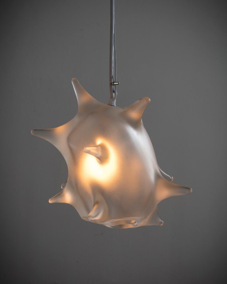 "Amoeba" Pendant Light in Frosted Hand-Blown Glass by Jeff Zimmerman ...