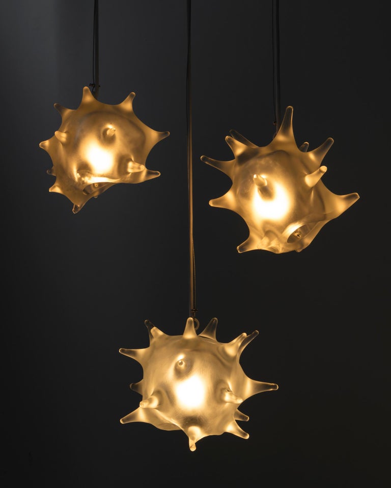 "Amoeba" Pendant Light in Frosted Hand-Blown Glass by Jeff Zimmerman ...