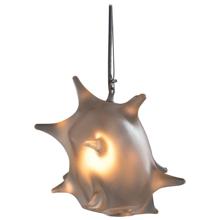 "Amoeba" Pendant Light in Frosted Hand-Blown Glass by Jeff Zimmerman ...