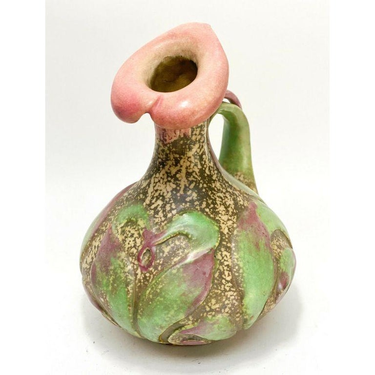 Amohora Austria Pottery Pink and Green Calla Lily Pitcher, circa 1900 ...