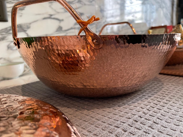 Amoretti Brothers Hammered Copper Wok For Sale at 1stDibs