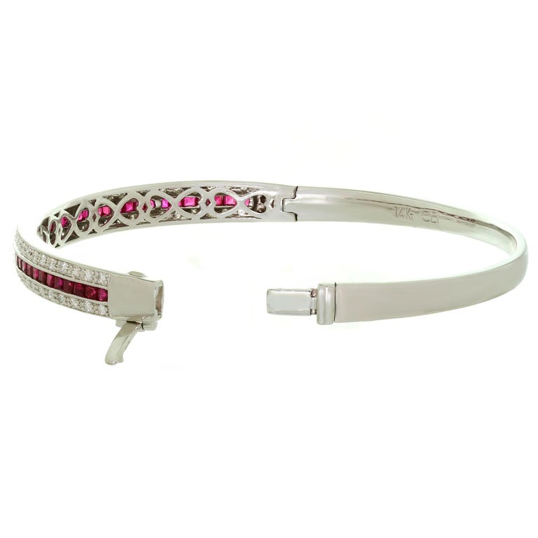 Amoro Ruby Diamond White Gold Bangle Bracelet For Sale at 1stDibs
