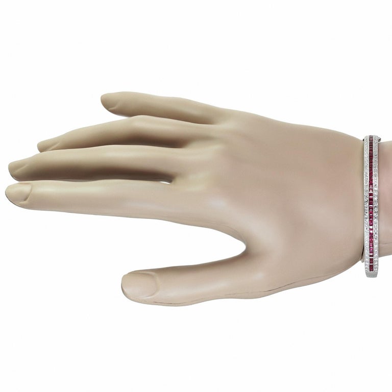 Amoro Ruby Diamond White Gold Bangle Bracelet For Sale at 1stDibs