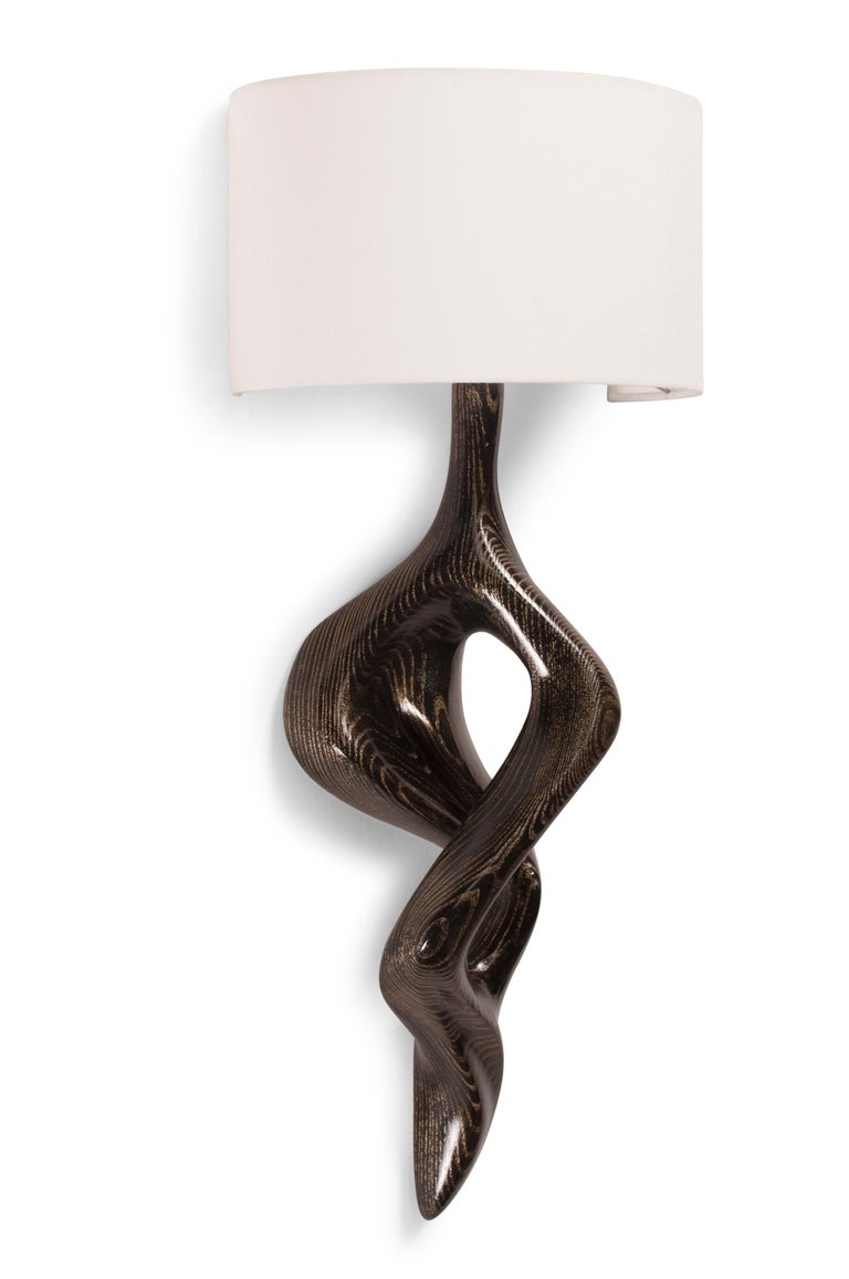 Amorph Nomi Sconces, Golden Ebony with Ivory Silk Shade For Sale at ...