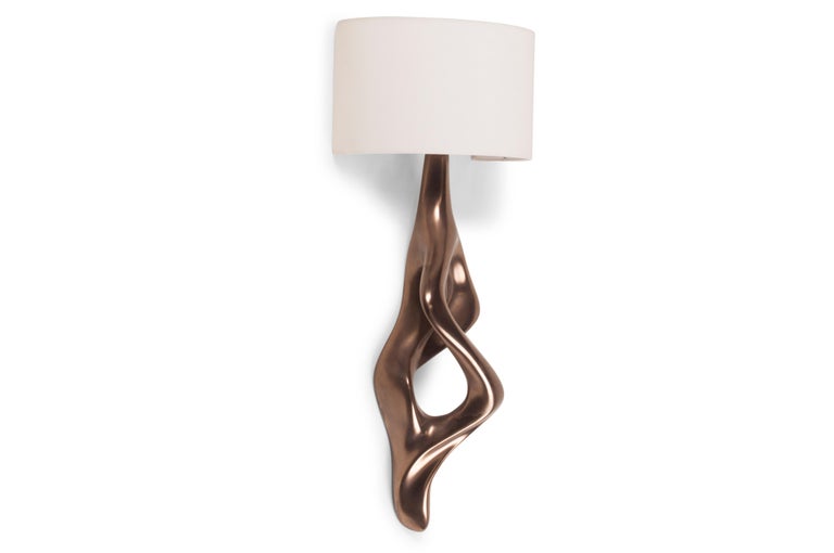 Amorph Nomi Sconces, Set of 2, Dark Bronze Finish with Ivory Silk Shade ...