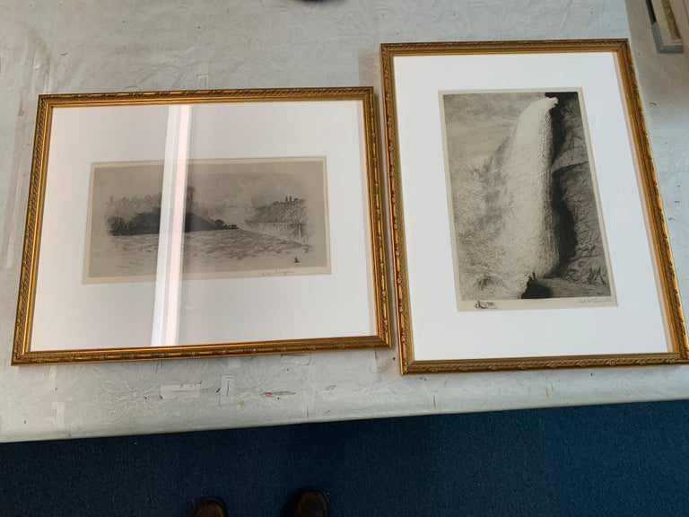 Amos Sangster - Pair of Niagara Amos Sangster Etchings Framed at 1stDibs