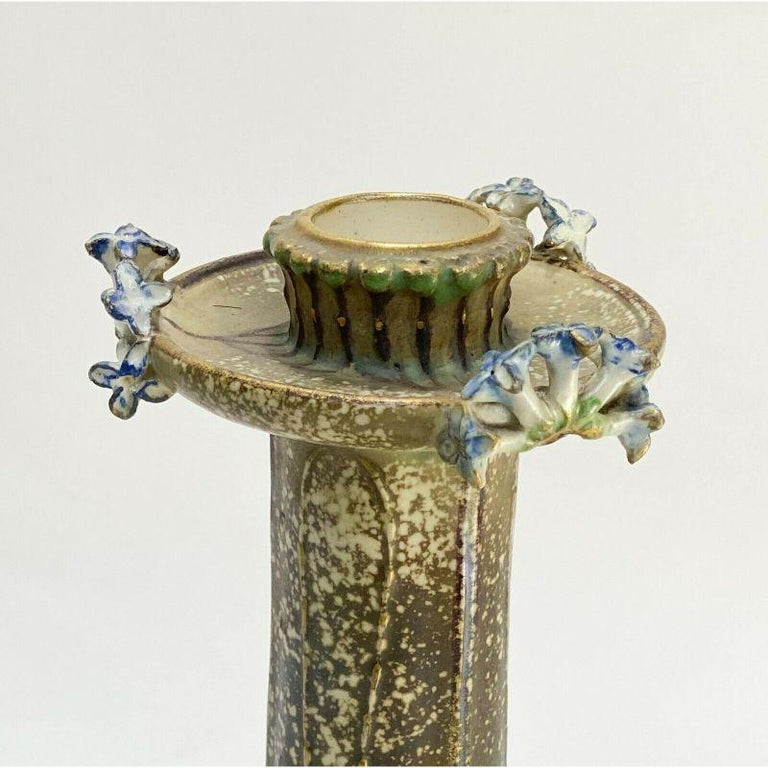 Amphora Stellmacher Teplitz Art Pottery Candlestick with Beetles, circa ...