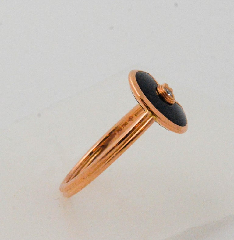 Amulette de Cartier 18 Karat Rose Gold Black Onyx Diamond Ring at ...