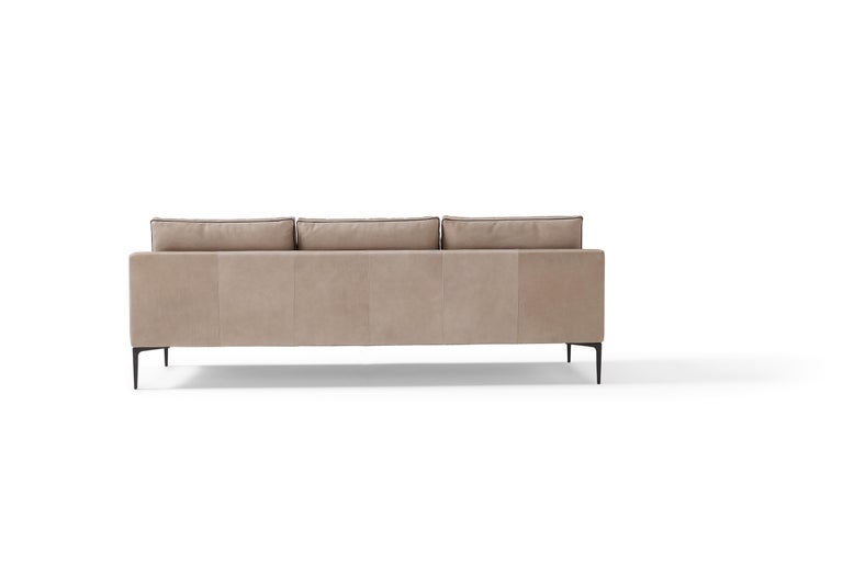 Amura 'Elsa' Three-Seat Sofa in Taupe Leather by Luca Scacchetti For Sale at 1stDibs