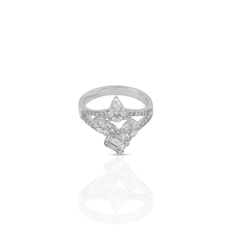 Amwaj 18 Karat White Gold Ring with Diamonds For Sale at 1stDibs