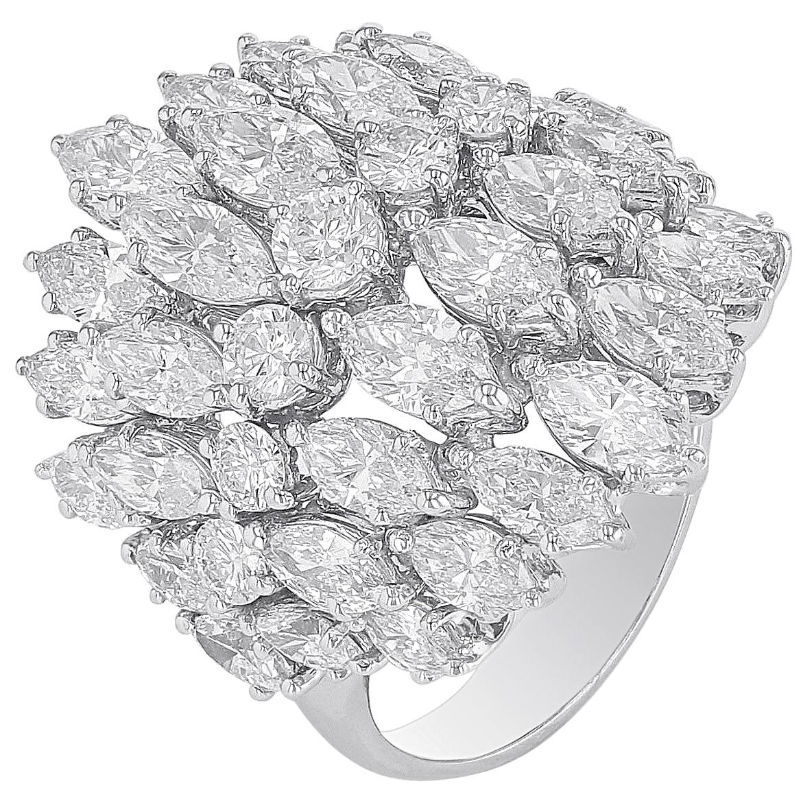 Textured 18 Karat Gold Open Ring-Multi Shape Diamonds in 18 Karat Gold ...
