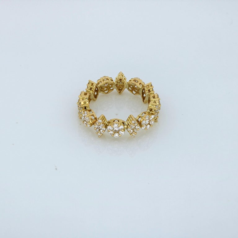 Amwaj Yellow Gold Ring with Diamonds For Sale at 1stDibs