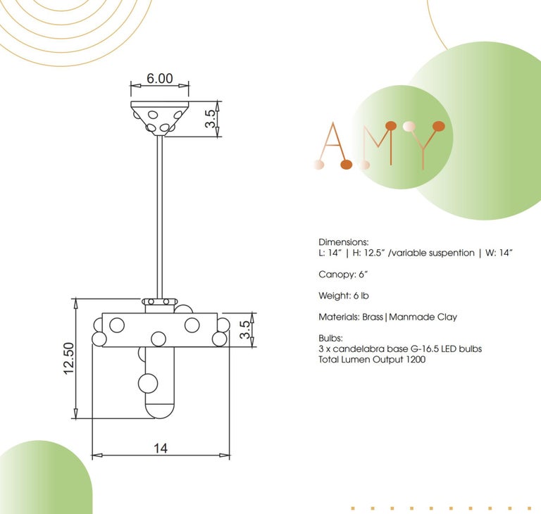 Amy, Brass, Hand-Sculpted, Contemporary Pendant by Kalin Asenov Studio ...