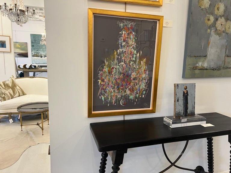 Amy Dixon - Glitter on Gray by Amy Dixon, Framed Abstract Chandelier ...