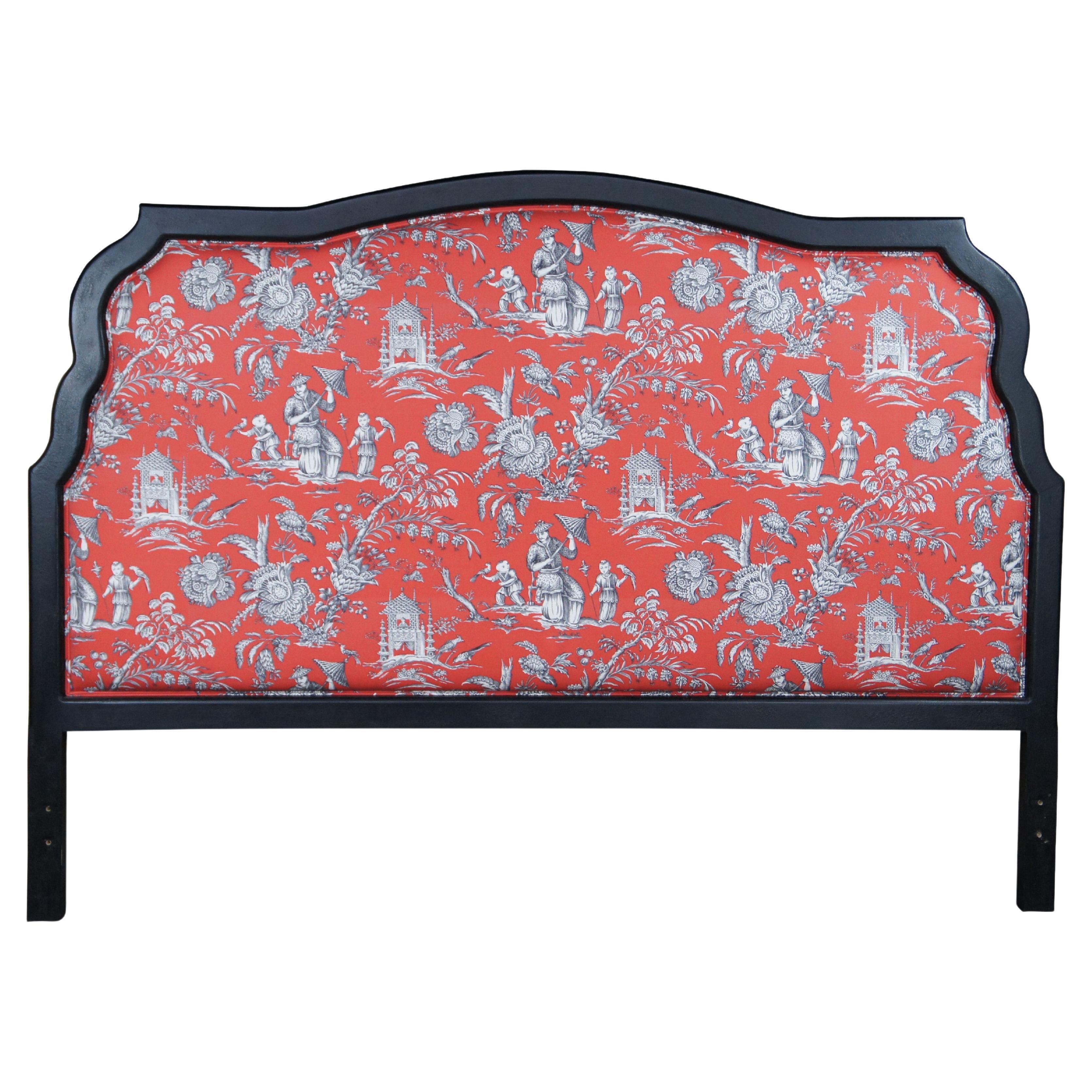 Cutom-Made Chinoiserie Paint Decorated King Size Headboard with Figural ...