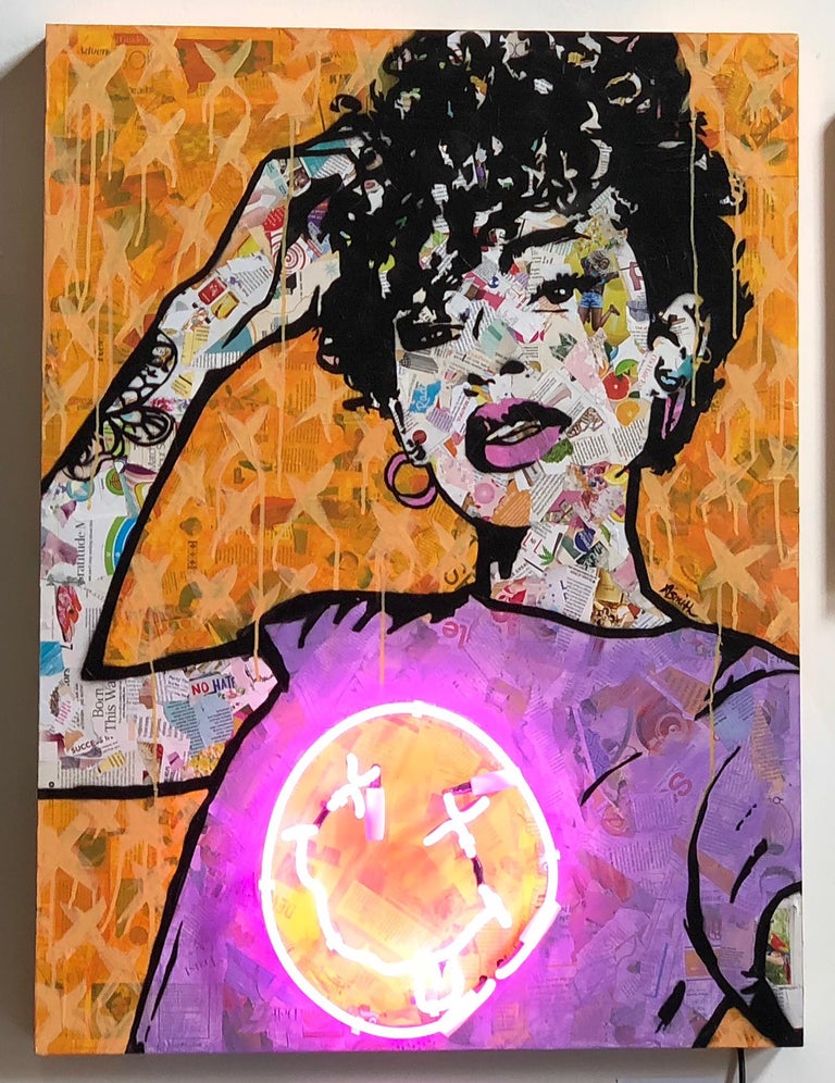 Amy Smith - "Nevermind-Neon"-Magazine Collage, Acrylic and Spray Paint ...