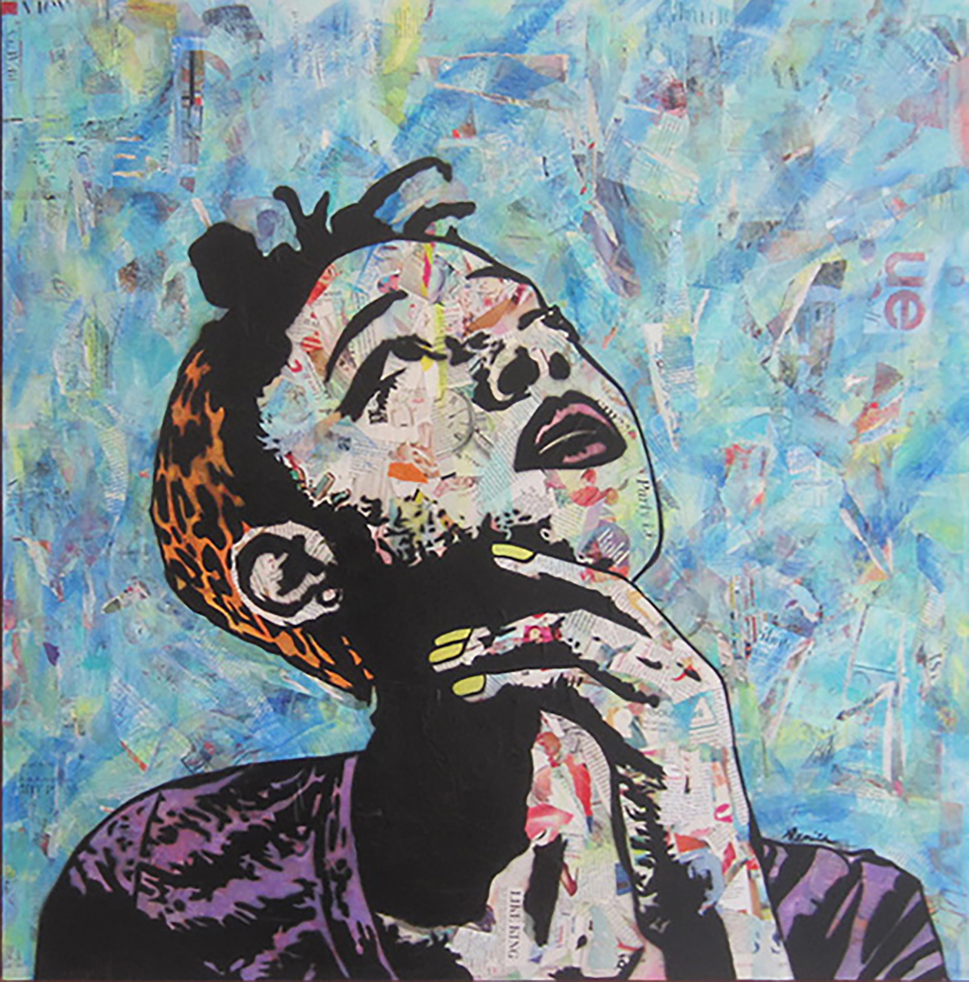 Amy Smith - "Golden"-magazine collage, acrylic and spray paint on ...