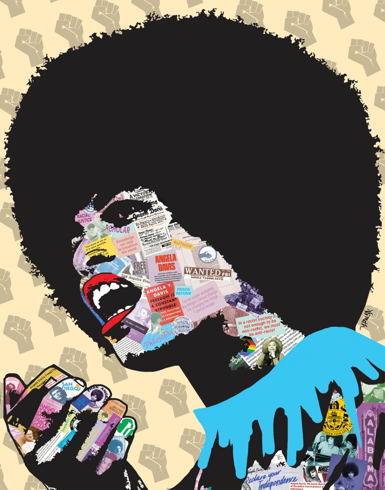 ICON : Radical Thinker, Angela Davis - Impression Pop Art (noir + bleu ...