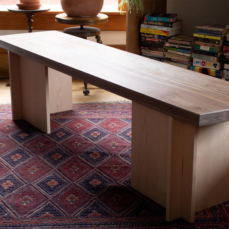 Amy Solid Walnut and Maple Bench For Sale at 1stDibs | black metal and ...