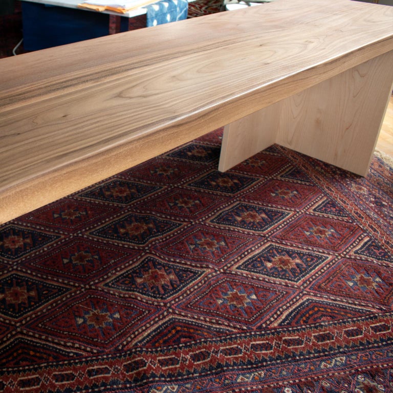 Amy Solid Walnut and Maple Bench For Sale at 1stDibs | black metal and ...