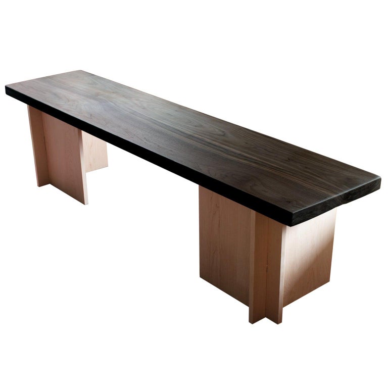 Amy Solid Walnut and Maple Bench For Sale at 1stDibs | black metal and ...