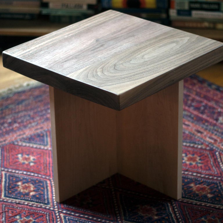 Amy Walnut and Maple Side Table / Stool For Sale at 1stDibs