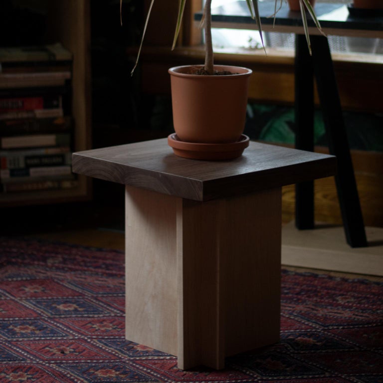 Amy Walnut and Maple Side Table / Stool For Sale at 1stDibs